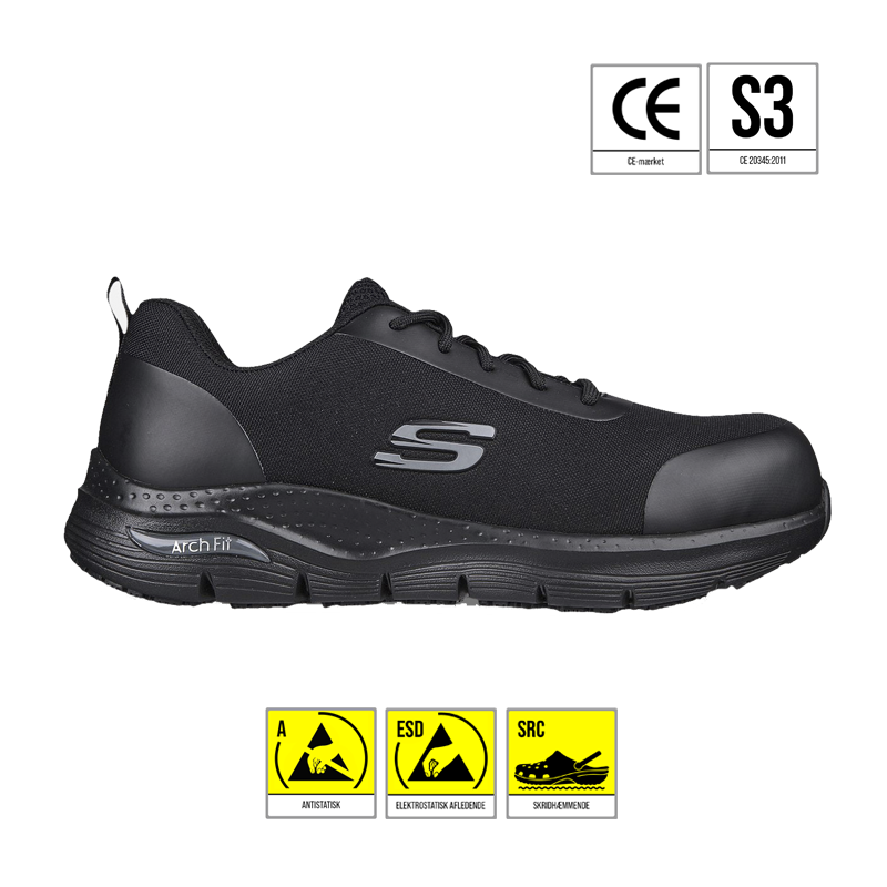 Skechers Work A ESD SRC Mens Arch Fit Ringstrap sikkerhedssko - REPORTO SKO